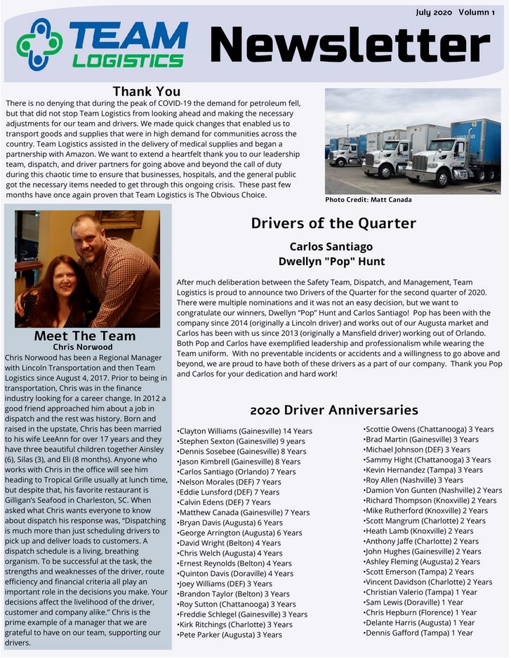 July 2020 – Volume 1 - Team Logistics